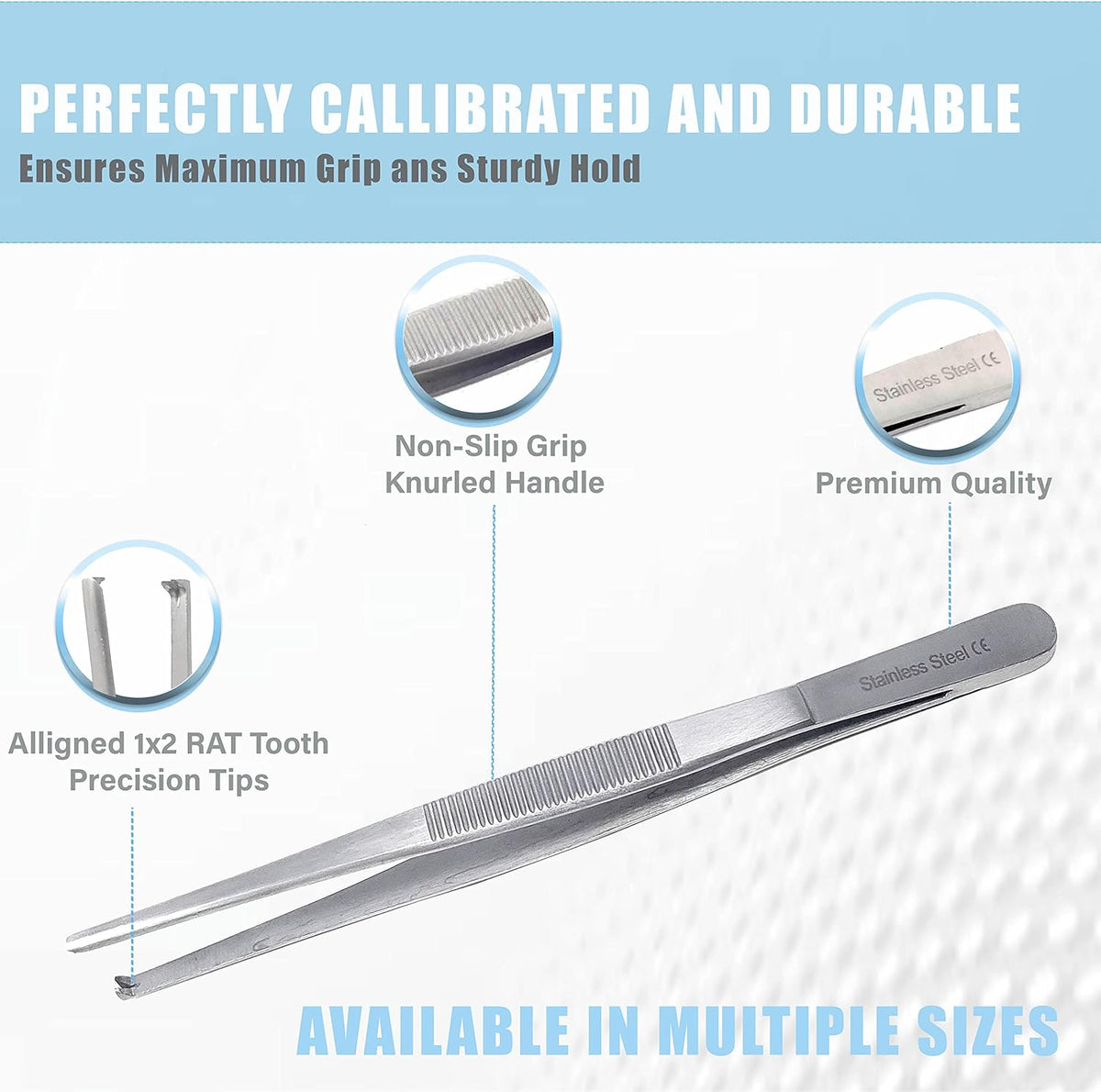 Dissecting Tissue 1x2 Rat Tooth Blunt Thumb Forceps Tweezers 5