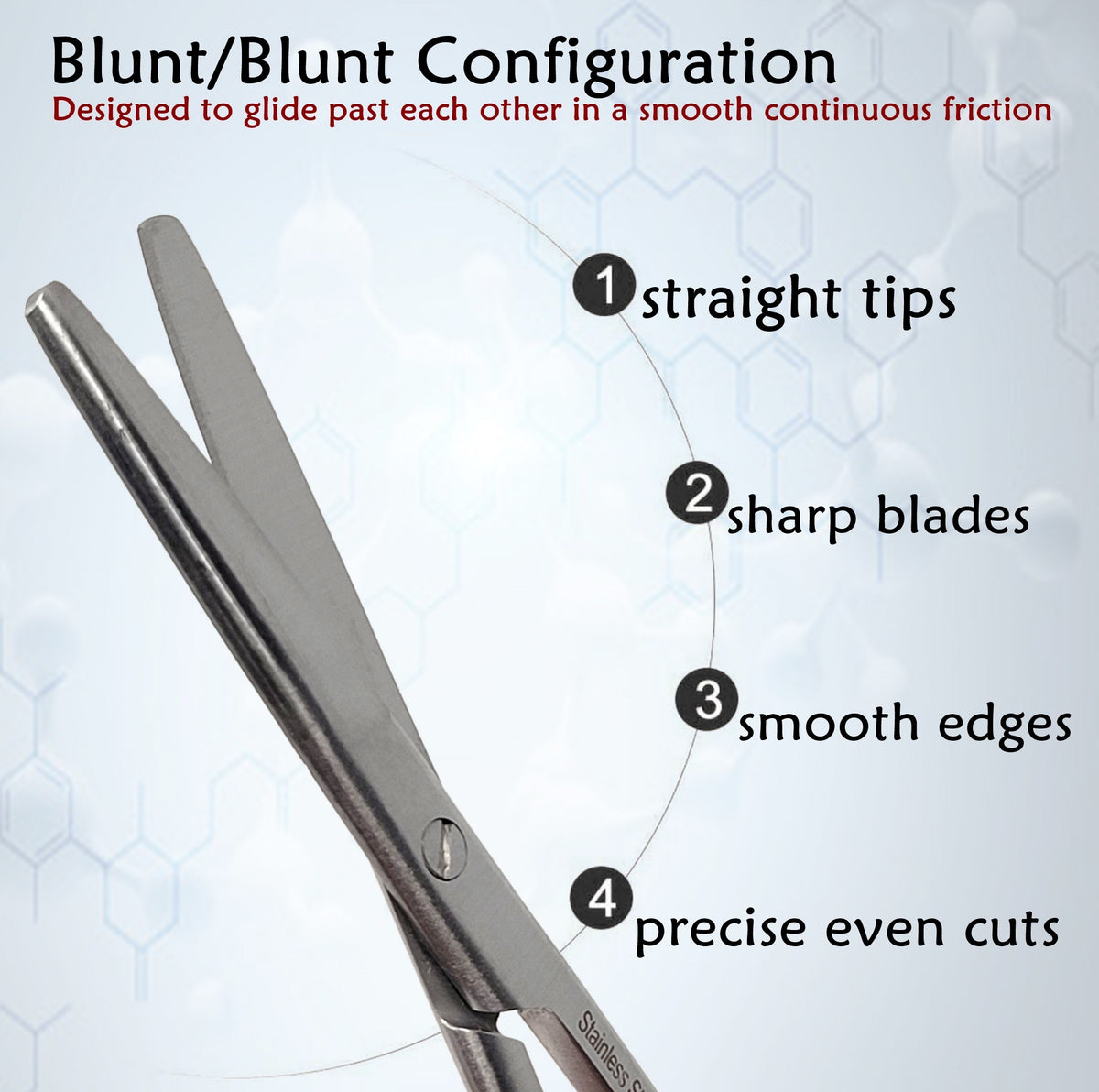 Lab Dissecting Scissors, Blunt/Blunt. 6.5", Straight, Stainless Steel ...
