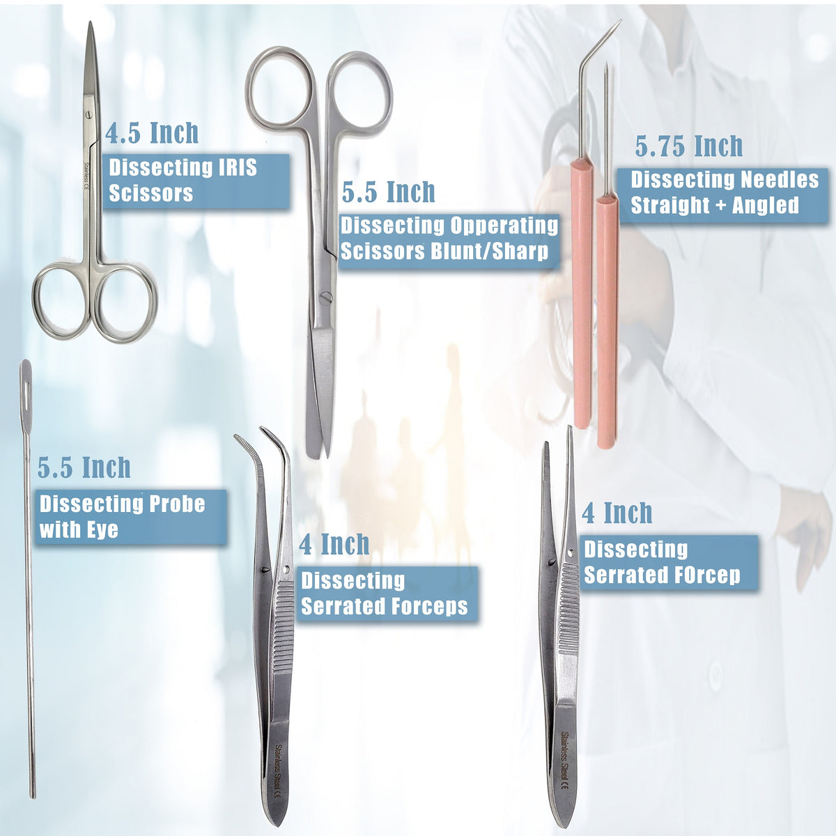 30 Pcs Anatomy Dissecting Tools Set With Carrying Case for Biology Stu ...