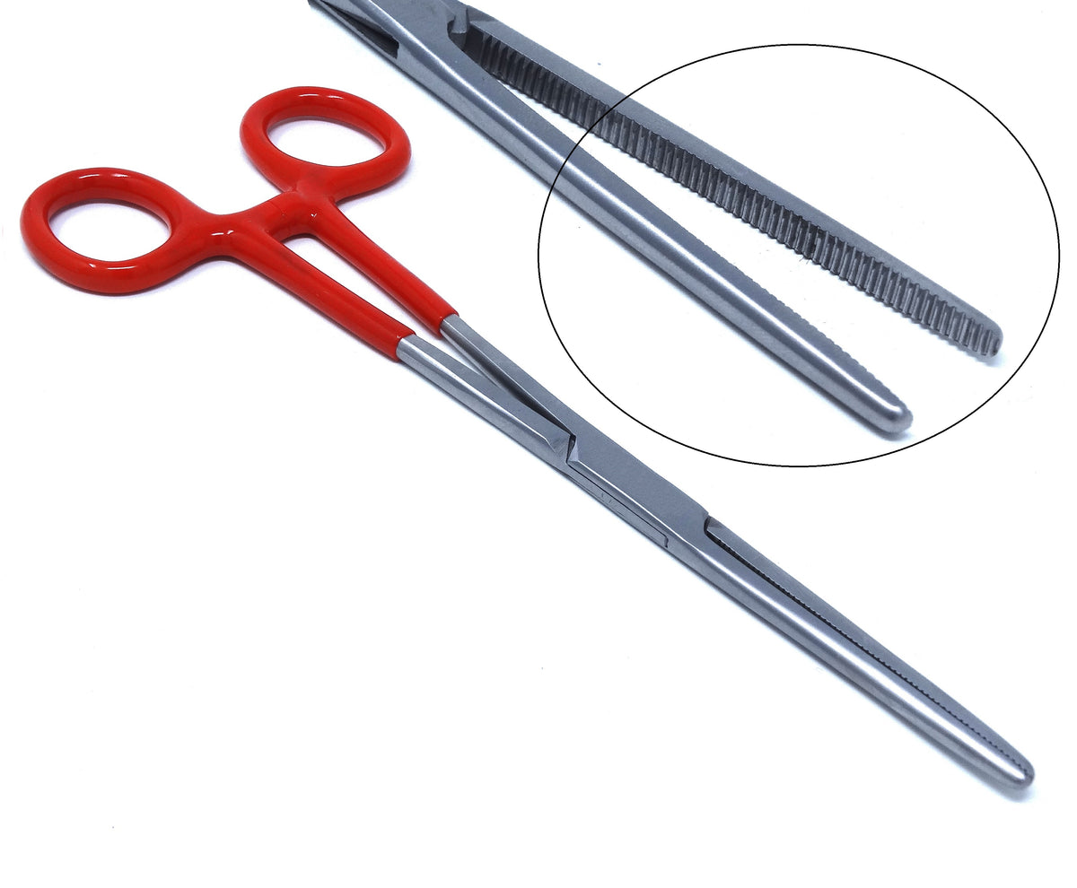 Red PVC Vinyl Grip Handle Hemostat Forceps Straight Serrated 8" – A2ZSCILAB