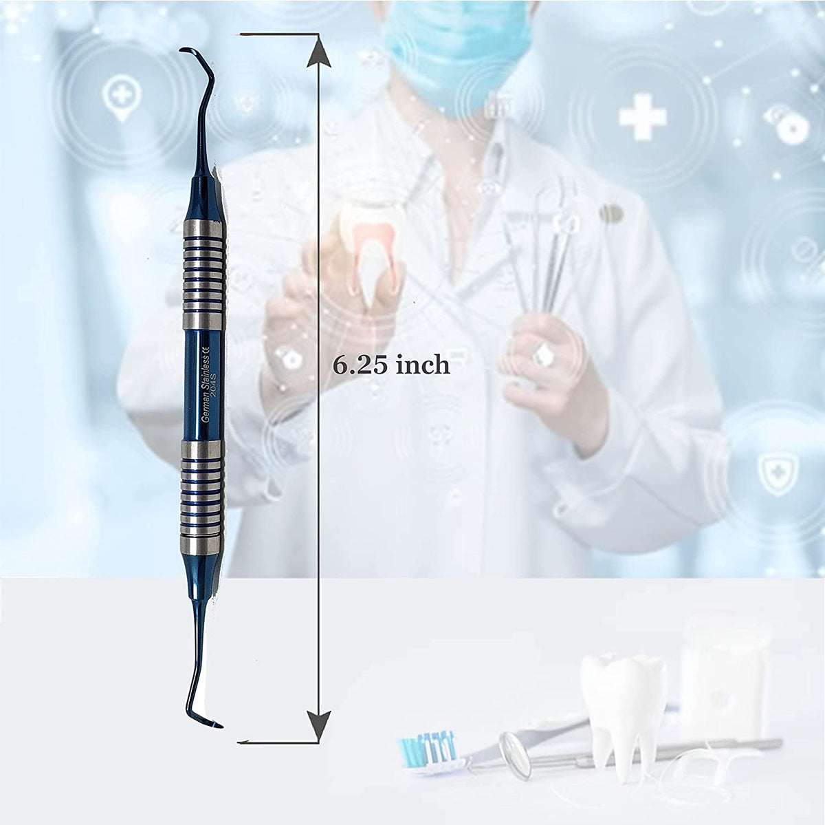 Hollow Handle Sickle Scaler 204S Blue Titanium Double Ended Stainless ...
